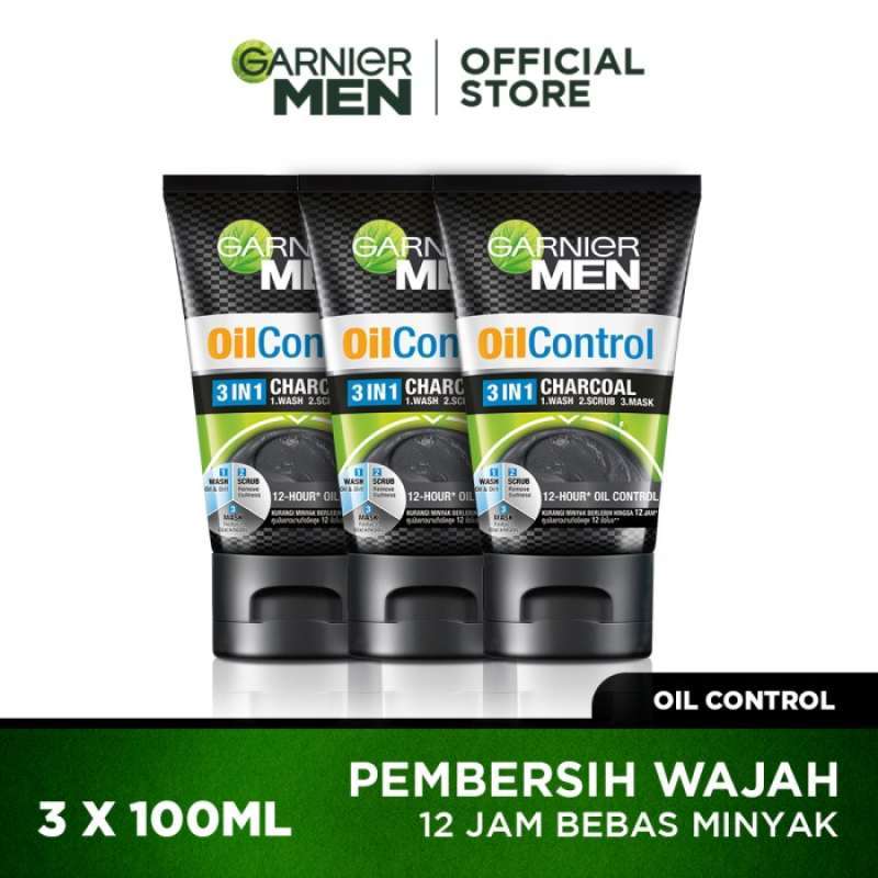 Promo Garnier Men Oil Control 3In1 Charcoal Facial Wash 100 Ml Pack Of ...