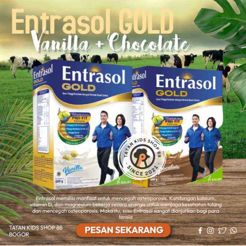 Jual Susu Entrasol Gold Vanila Dan Coklat 600 gram Untuk Menjaga ...