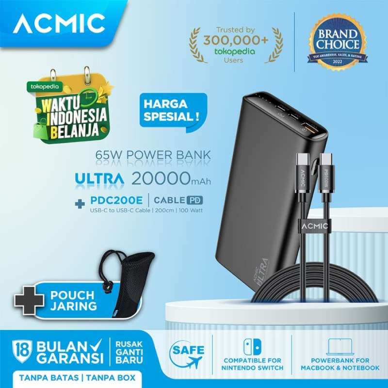 Jual Acmic Ultra 65w Usb-c Pd Super Fast Charging Powerbank Laptop ...