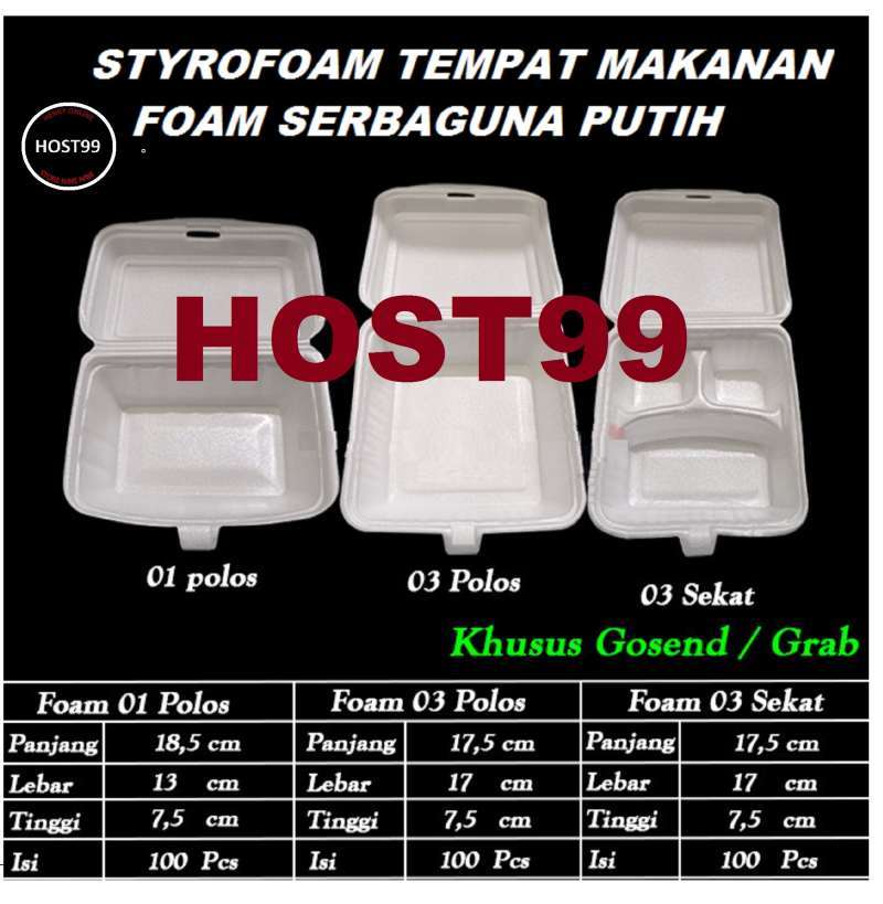 Promo Styrofoam 01 Foam Bubur Panjang Gabus Makanan Nasi Bakmi Putih ...