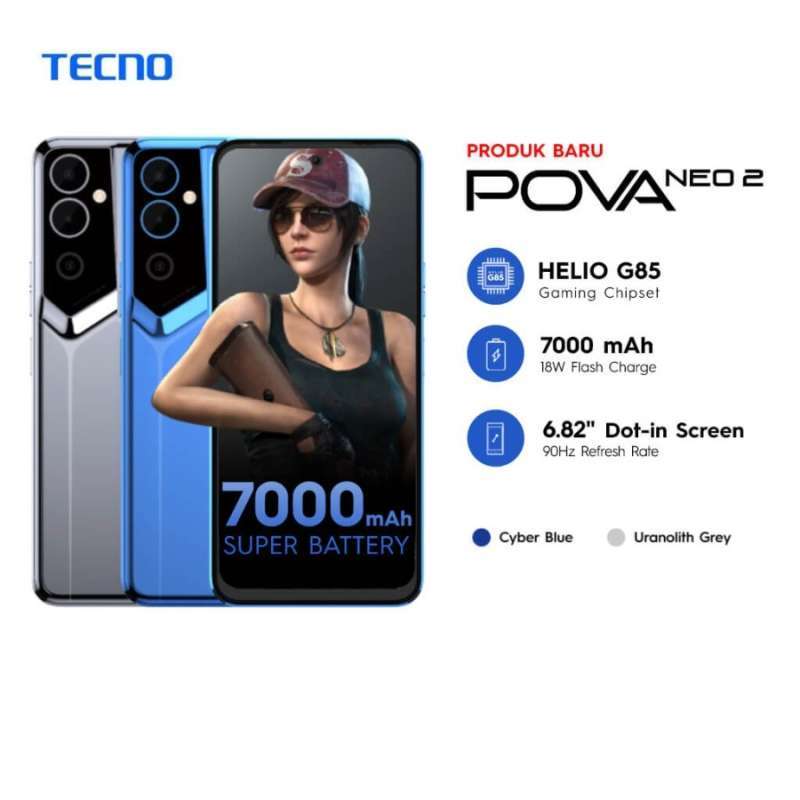 Jual TECNO POVA NEO 2 + EXTAND RAM UP TO +5GB [Helio G85, 6.82 HD+ di ...