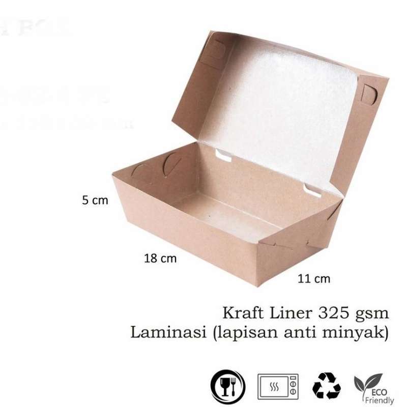 Jual kardus kotak nasi roti snack (L) 18x11x5 cm K325 LM di Seller ...