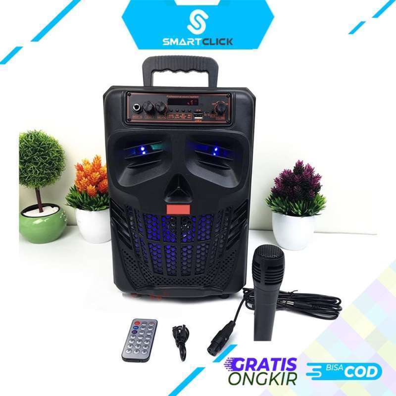 Promo Speaker Bluetooth Karaoke Portable Extra Bass Gratis Microphone FM Radio Memory Card QS ...