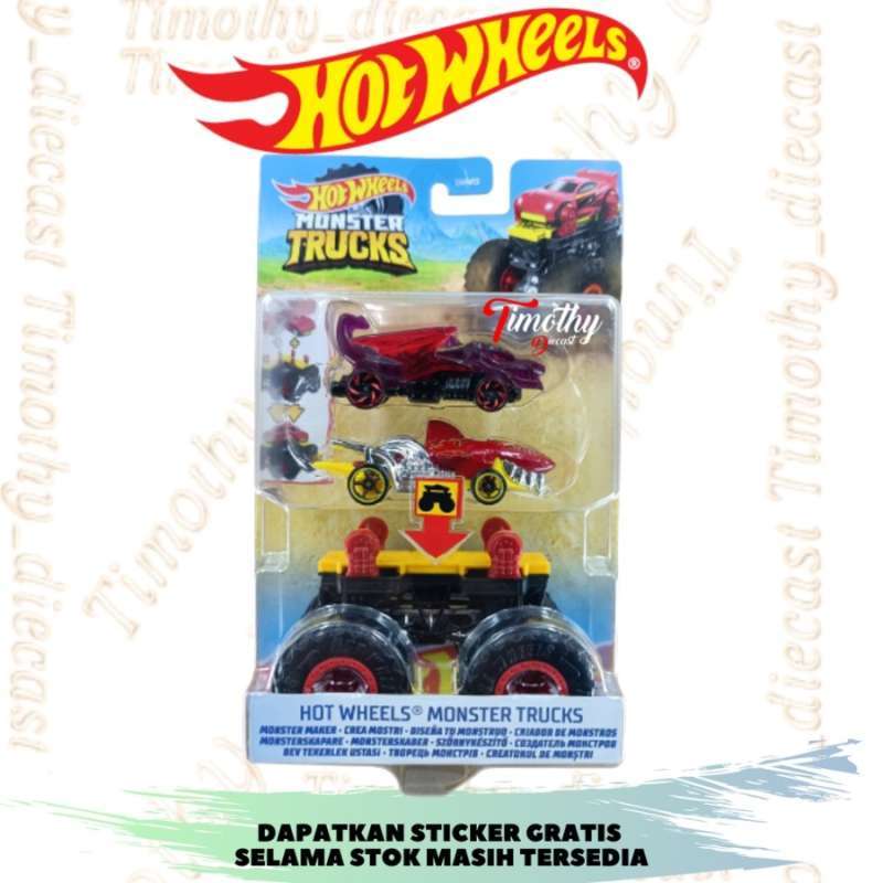Jual Hot Wheels Monster Trucks MT Maker Dragon Dan Sharkruiser Merah ...