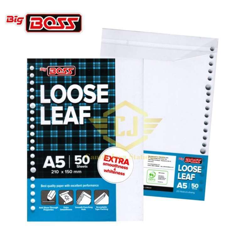 Jual Isi Kertas File Binder Polos BIG BOSS A5 50 Lembar Loose Leaf Plain di Seller Cantik Jaya ...