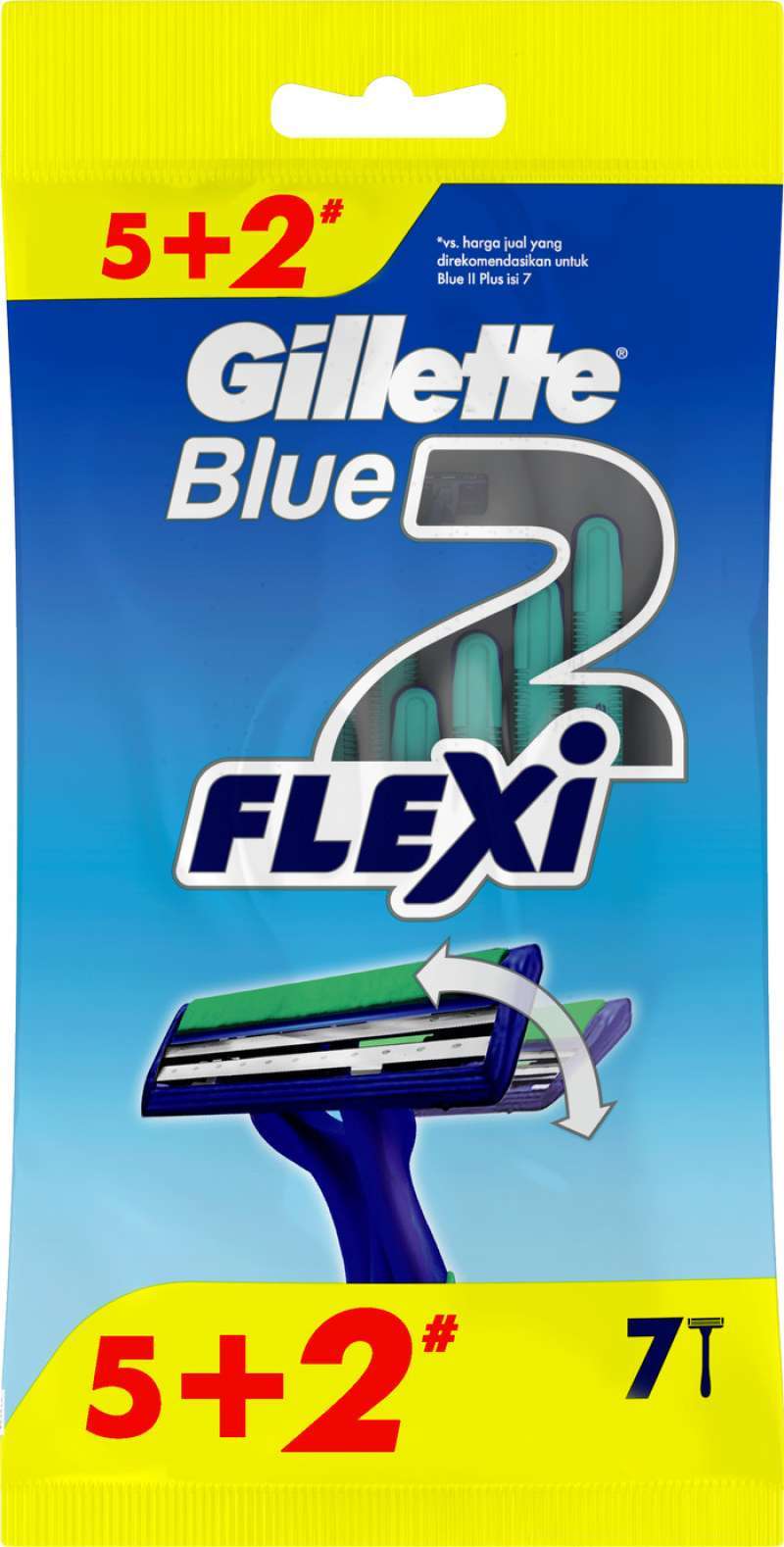 Promo Gillette Alat Cukur Blue 2 Flexi Razor Kepala Goyang Isi 5+2 ...