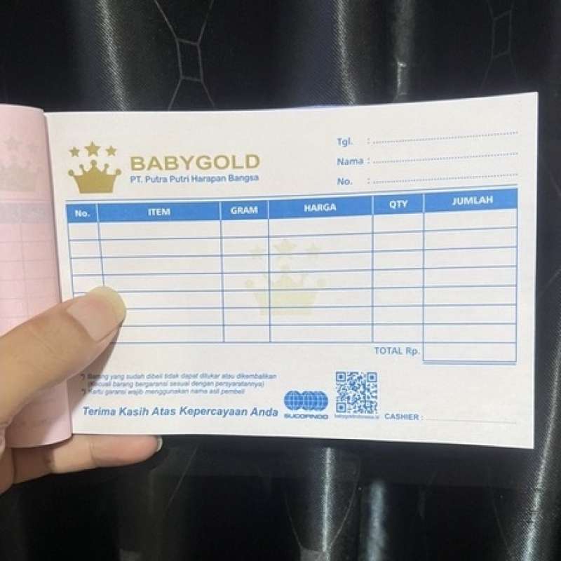 Jual Nota Kosong Resmi Dari Baby Gold 1 Lembar Rangkap 2 (putih Dan ...