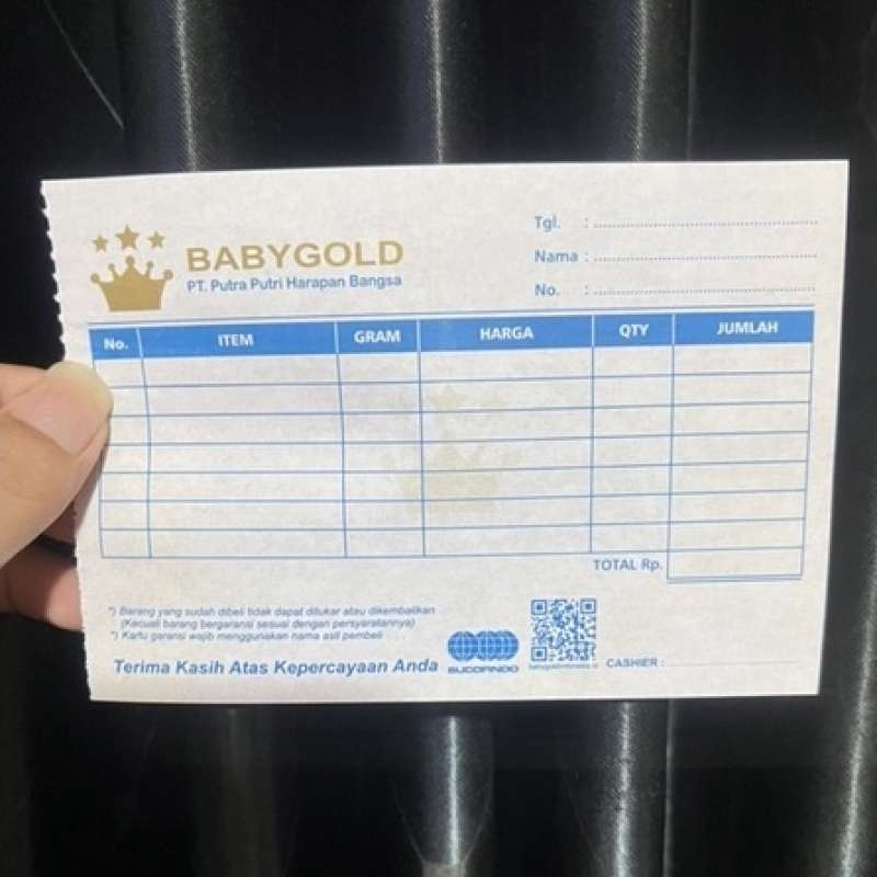 Jual Nota Kosong Resmi Dari Baby Gold 1 Lembar Rangkap 2 (putih Dan ...