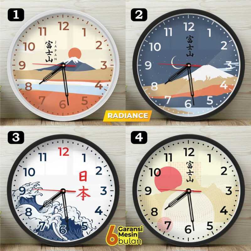 Jual Jam dinding Japan style jepang fuji wibu ada kaca 32cm bisa custom ...