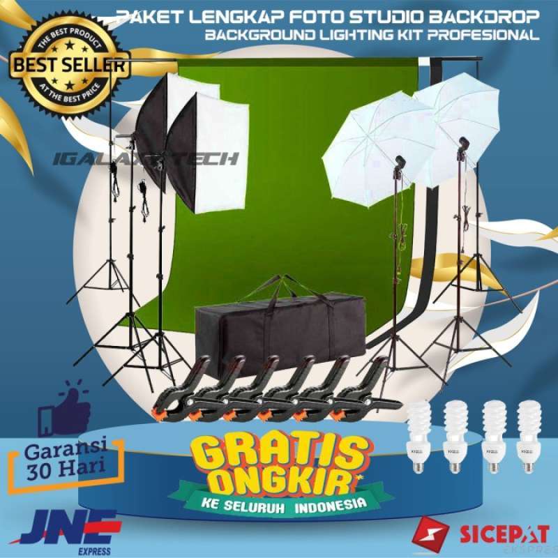 Promo PAKET LENGKAP FOTO STUDIO BACKDROP BACKGROUND LIGHTING KIT ...