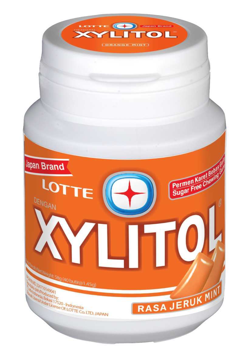 Jual Lotte Xylitol Chewing Gum Orange Mint Bottle [58g/55.1g] Di Seller ...