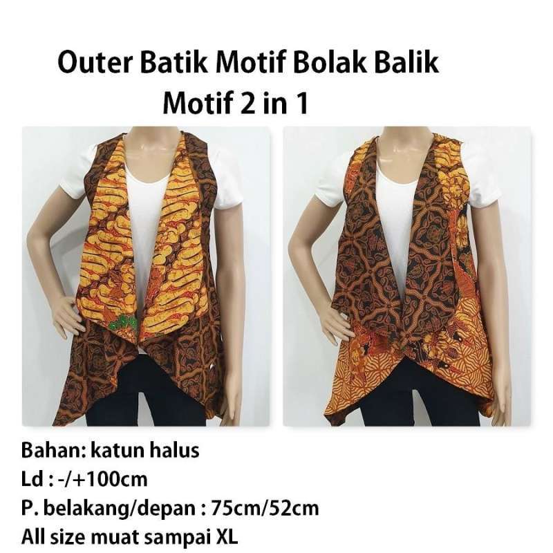 Jual Outer Batik Longvest Batik Rompi Batik Outer Motif Bolak balik ...