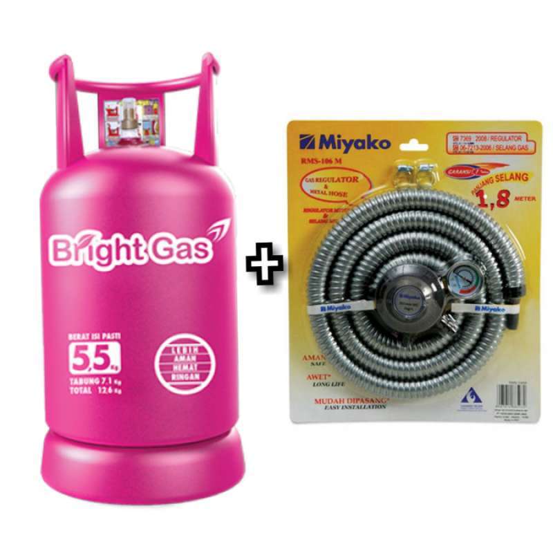 Promo Tabung Gas Pink Bright Gas 5.5Kg +Selang Paket Regulator Miyako ...