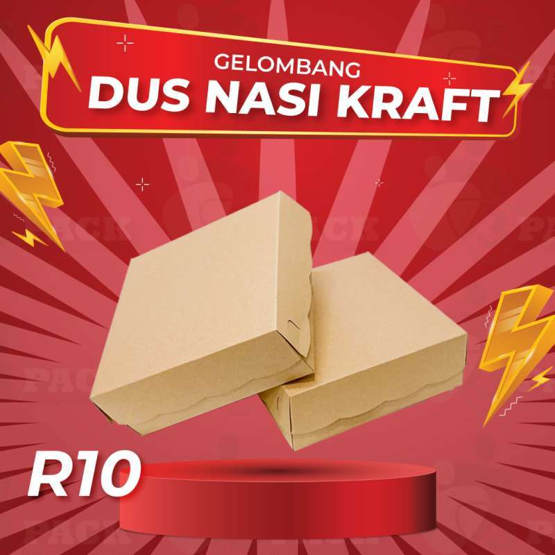 Jual Dus nasi gelombang R10 20x20x7 craft /kotak makanan 350gsm di ...