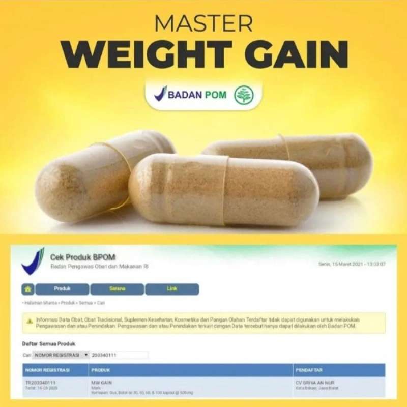 Jual Master Weight Gain Penggemuk Badan Official Original Terbaik Extra ...