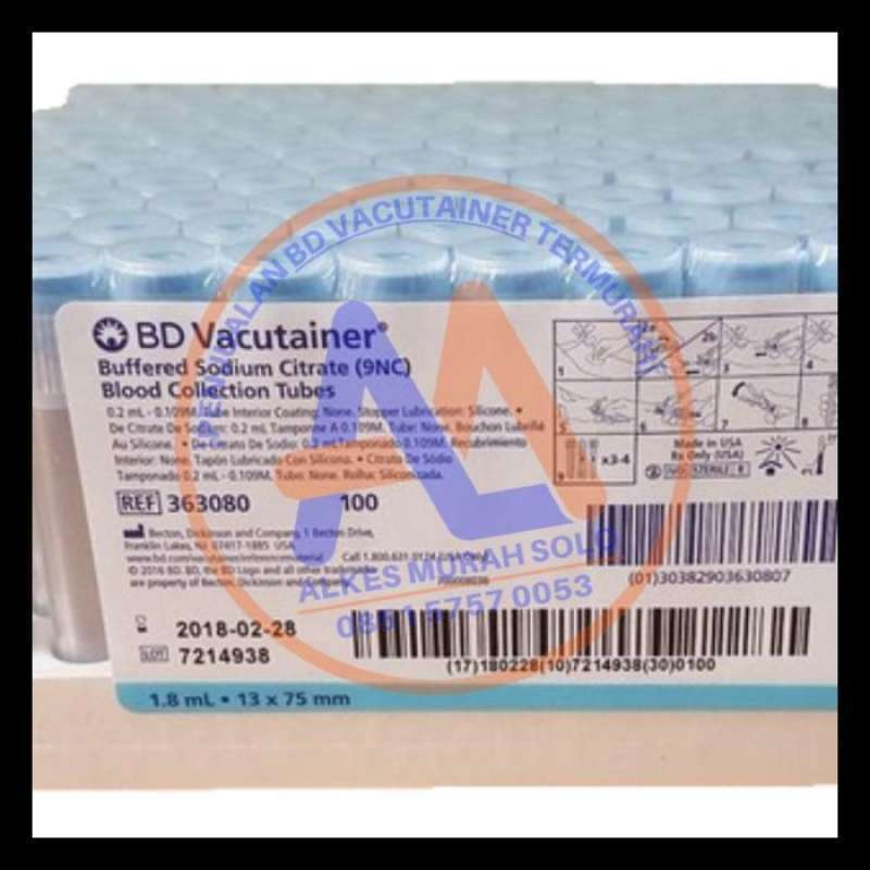 Jual Alat Laboratorium BD VACUTAINER TUBE CIT PLH 13x75 2.7 PLBL CE di ...