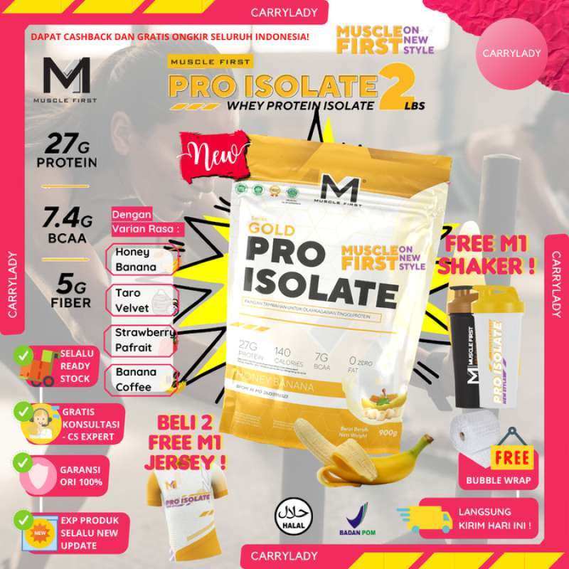 Jual M1 Muscle First Gold Pro Isolate Whey 2lbs 2 Lbs 900 Gr Whey ...