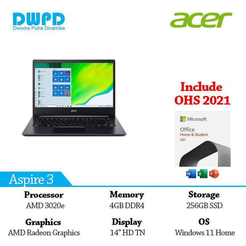 Jual Acer Aspire 3 A314-22-A1M5 AMD 3020e 4GB DDR4 256GB SSD 14 HD TN ...