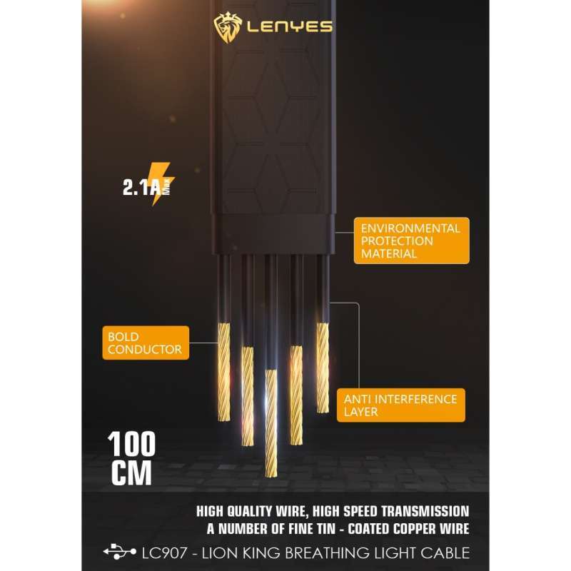 Promo Lenyes Ly907 Lion King Breathing Light Cable Qc 3.0 Premium ...