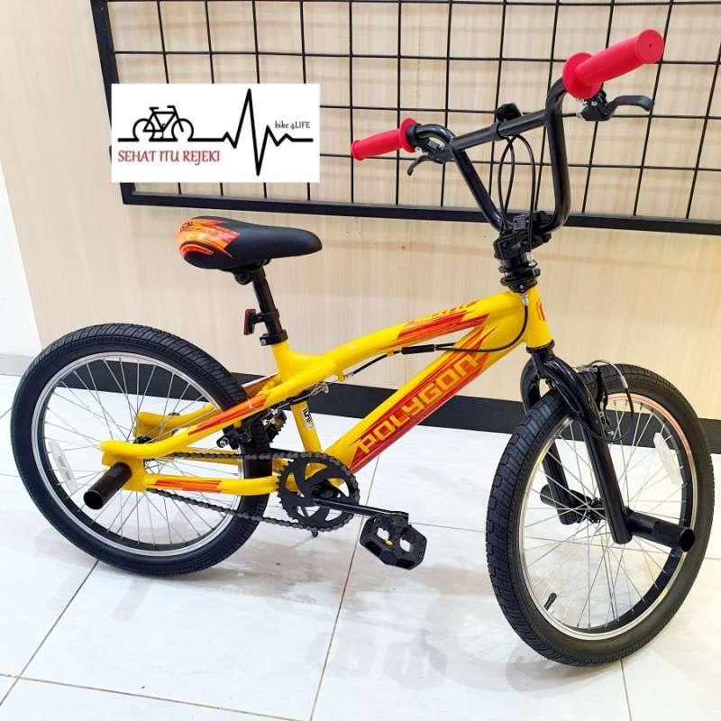 Jual SEPEDA BMX FREESTYLE POLYGON HUSTLE YELLOW 20 INCH DENGAN ROTOR di ...