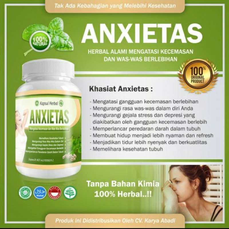 Jual Anxietas Obat Herbal Penenang Pikiran Was Was Gangguan Cemas Dan ...