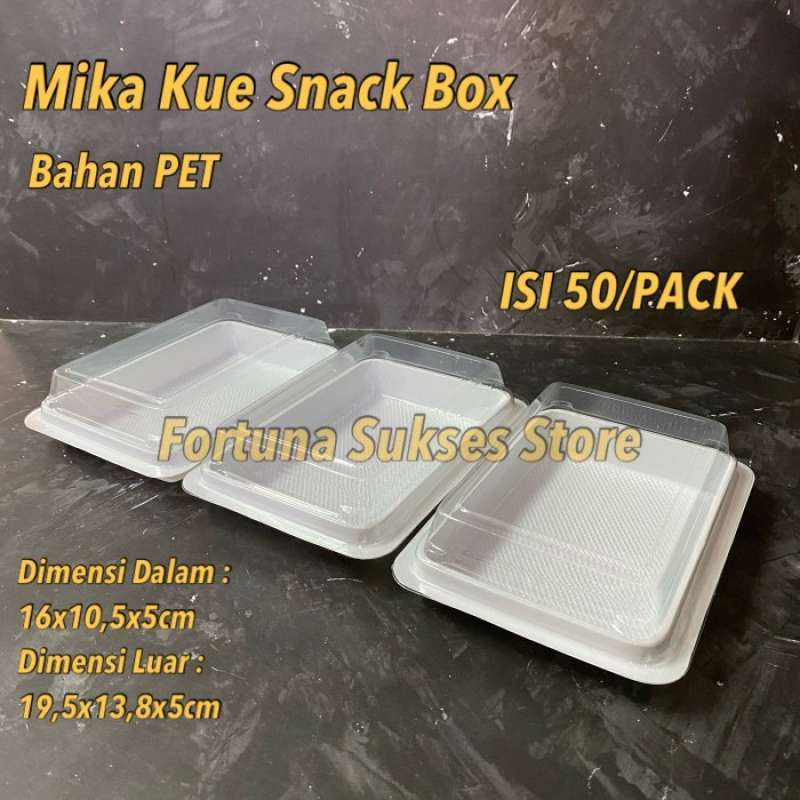 Jual ISI 50SET - Mika Kue Snack Box Putih / Tray Box Kue Bento Brownies ...