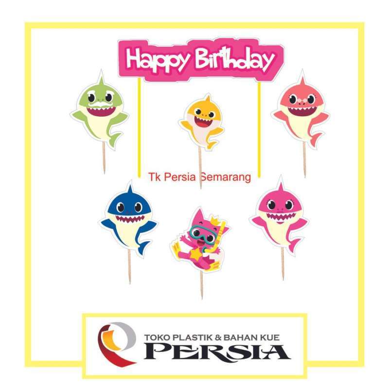 Jual Topper Cake Kue Tart Happy Birthday Karakter Baby Shark di Seller ...