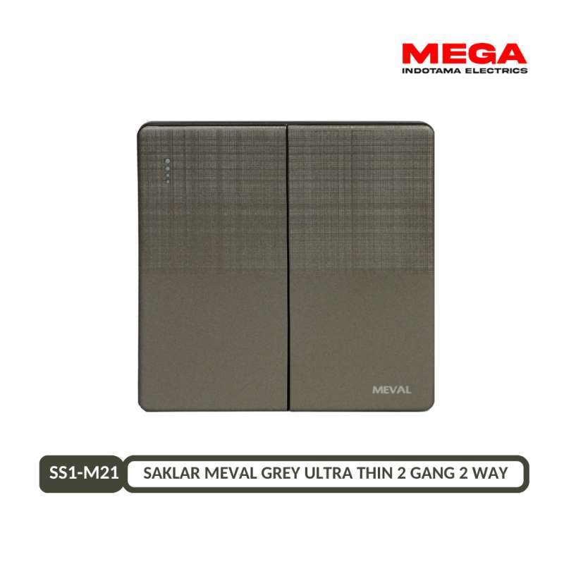 Jual Meval Saklar Lampu Grey Dual Color Ultra Thin 2 Gang 2 Way Ss1-m21 Di Seller Mega Indotama ...