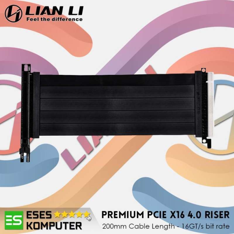 Jual LIAN LI Premium PCI-e 4.0 X16 Riser Cable 200mm BLACK di Seller ESES Komputer - Jl.A.Yani ...