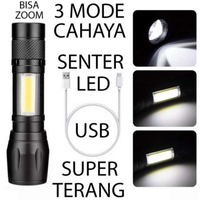 Promo Lampu Senter Led Super Terang Rechargeable Swat Mini Zoom ...