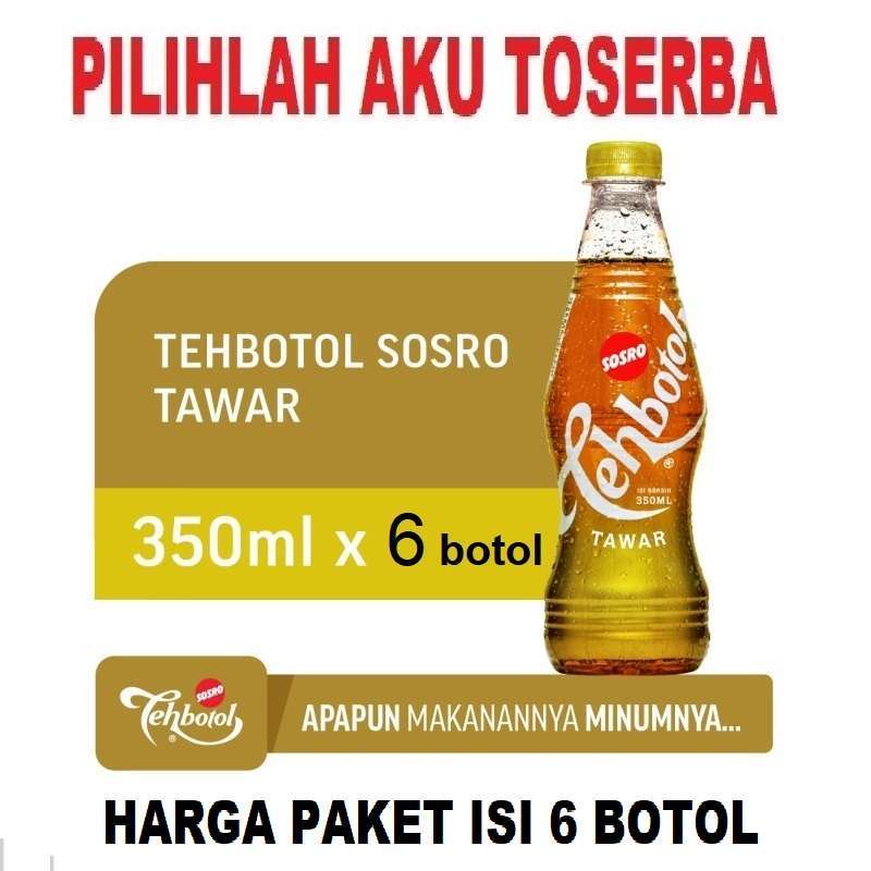 Promo Teh Botol Sosro Tawar Pet 350 Ml - ( Harga 6 Pcs ) Diskon 18% Di ...