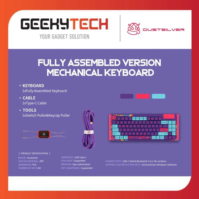 Jual DUSTSILVER CYBERPUNK PRO TKL RGB Backlit Hot-Swappable Keyboard di ...
