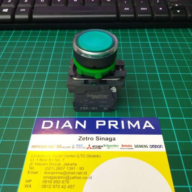 Promo Schneider Push Button Lamp Led Green Hijau Xb5Aw33M5 220Vac 1No 1Nc Diskon 23% di Seller ...