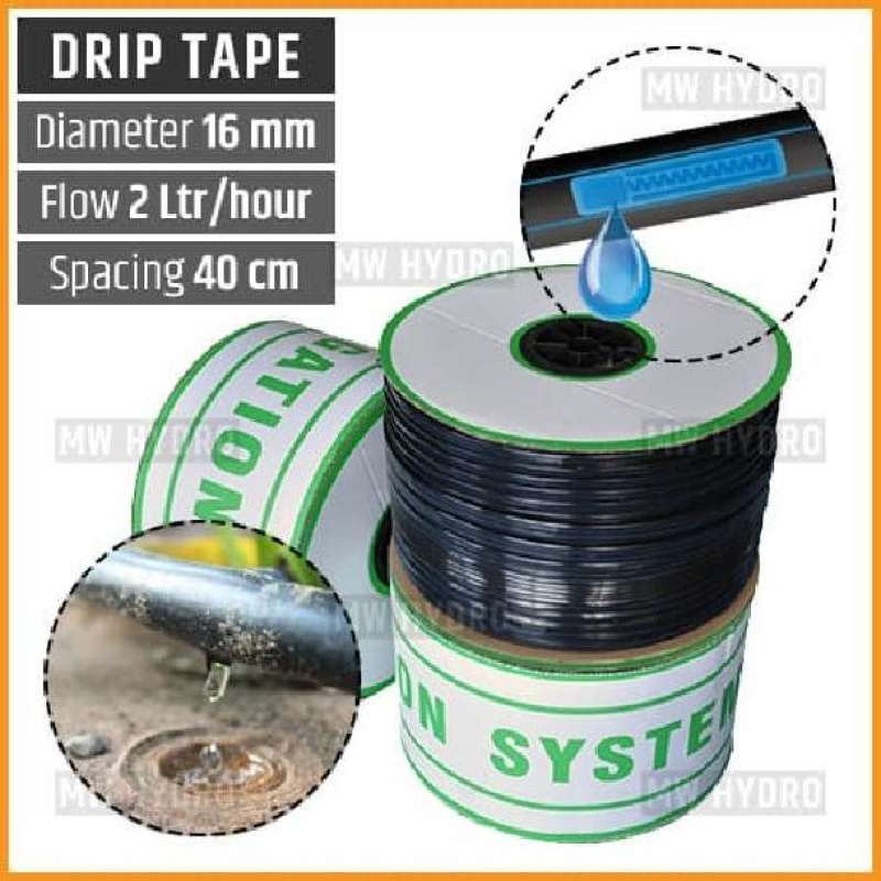 Jual Selang Drip Tape, 16 Mm, Spacing 40 Cm, Flow 2 Lph - Drip ...