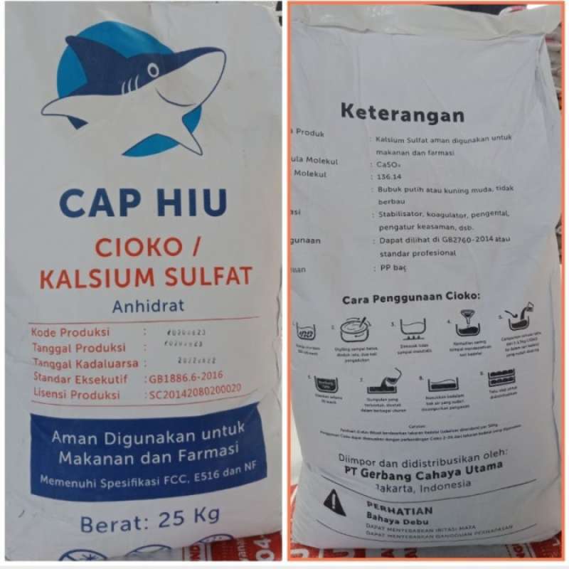 Jual Cioko Food Grade 25KG - Kalsium Sulfat (Calsium Sulfate) di Seller ...