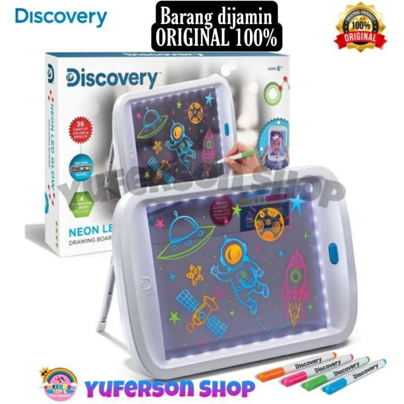 Jual Discovery Kids Neon LED Glow Drawing Board dengan Permukaan dan ...