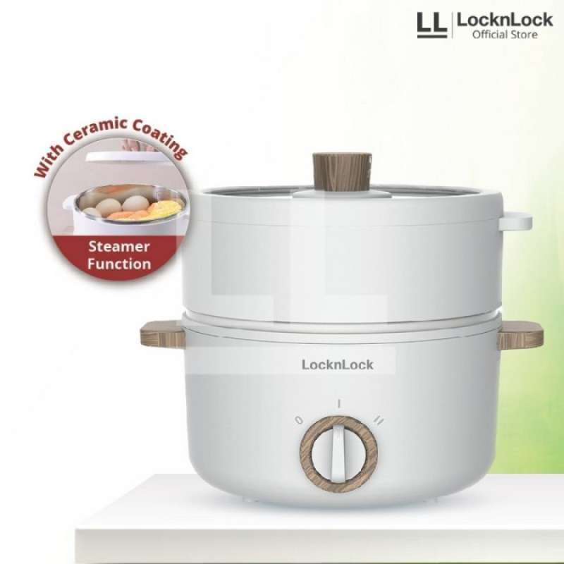Promo LocknLock Ceramic Multi Cooker 1.5L - EJP129WHT (steam n cook ...