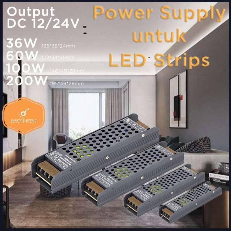 Promo Power Supply Trafo Adaptor 12v/24v 36/60/100/200w Led Strip Light ...