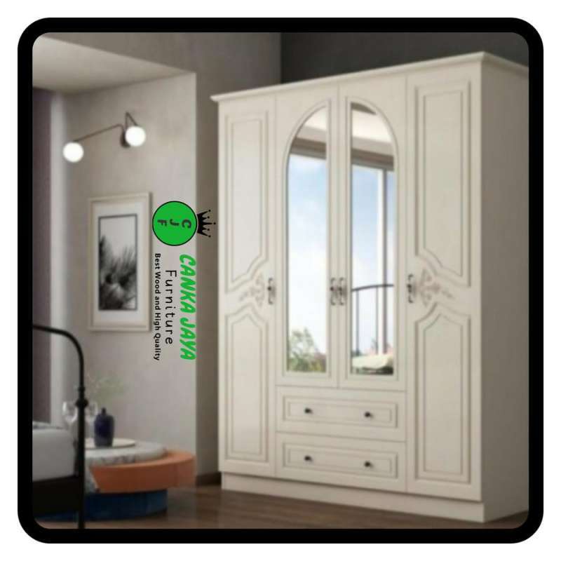 Jual LEMARI PAKAIAN BAJU MINIMALIS KACA MODEL 4 PINTU OLYMPUS MURAH ...