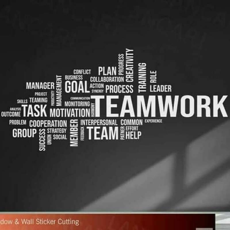 Promo Sticker Word Cloud Team work Wall Stiker Dingding Kantor Kaca ...