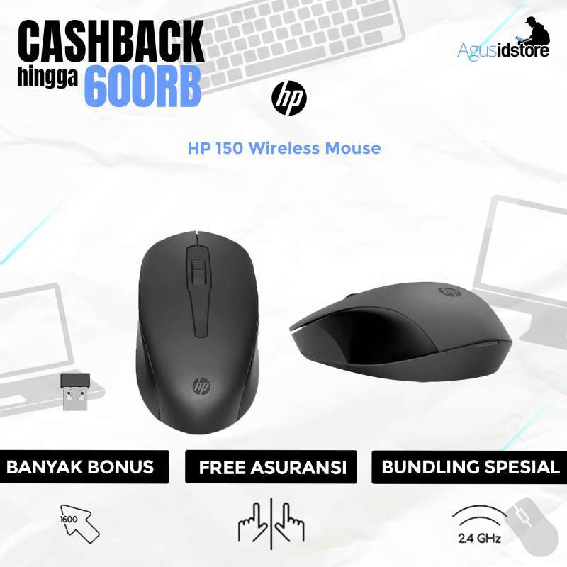 Promo Hp 150 Wireless Mouse Ergonomic Resmi Diskon 44% Di Seller Laptop ...