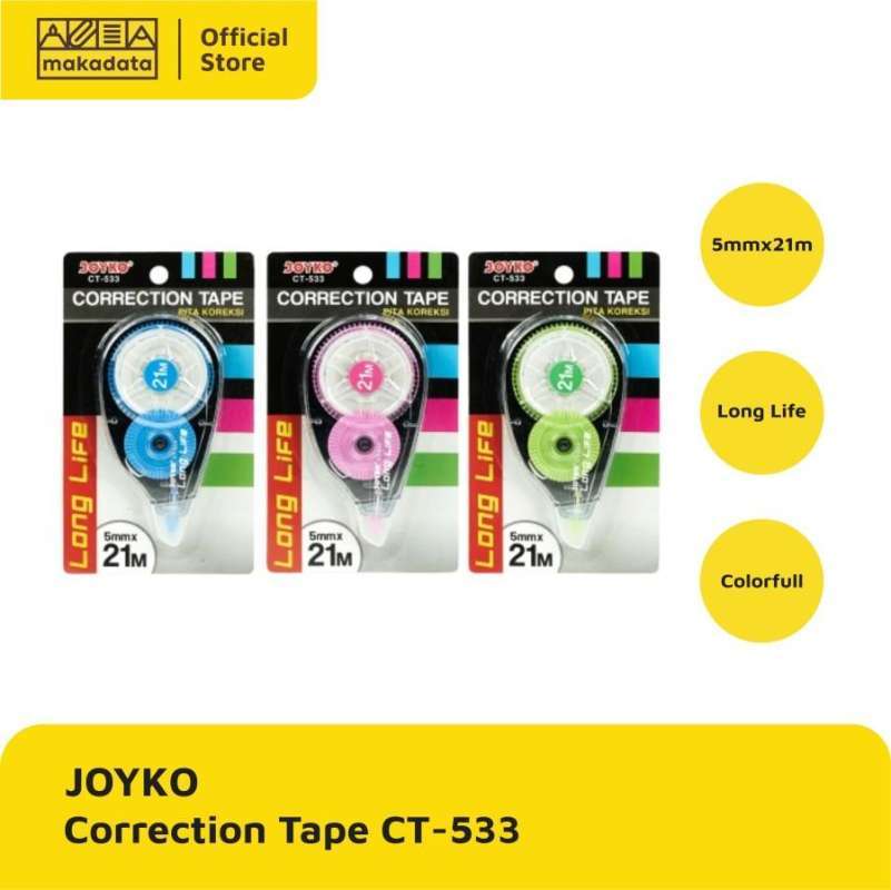 Jual STIPO KERTAS | TIP-EX | CORRECTION TAPE JOYKO CT-533 21M MURAH di ...