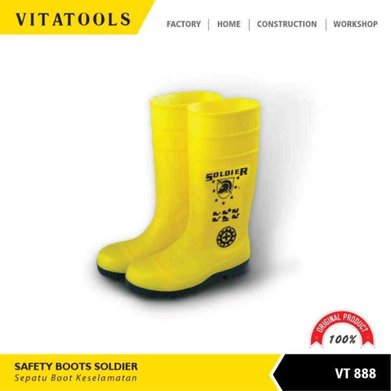 Promo Sepatu Boot Rubber Safety Karet Ujung Besi - SAFETY BOOTS SOLDIER ...