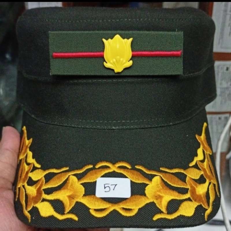 Promo Topi Pet Komando Pdh Pamen+pangkat Mayor / Letkol Bahan Logam ...