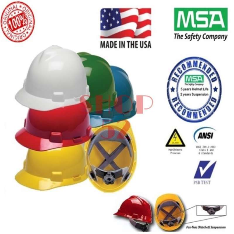 Promo Helm Safety Proyek MSA V-Gard Fas Trac Suspension Original Diskon ...