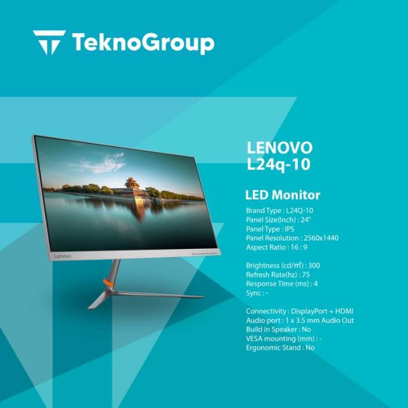 Promo Monitor LED Lenovo L24Q-10 24 2560x1440 4ms IPS HDMI DP Slim ...
