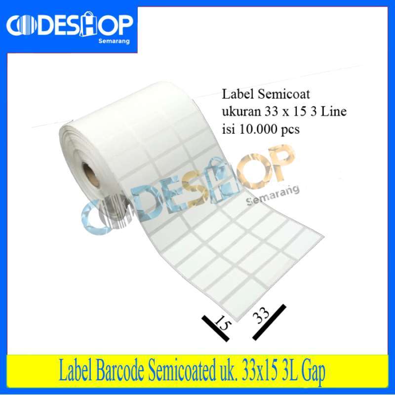 Jual Label Barcode 33 X 15 Mm Kertas Sticker Label Semicoated 33x15 Mm ...