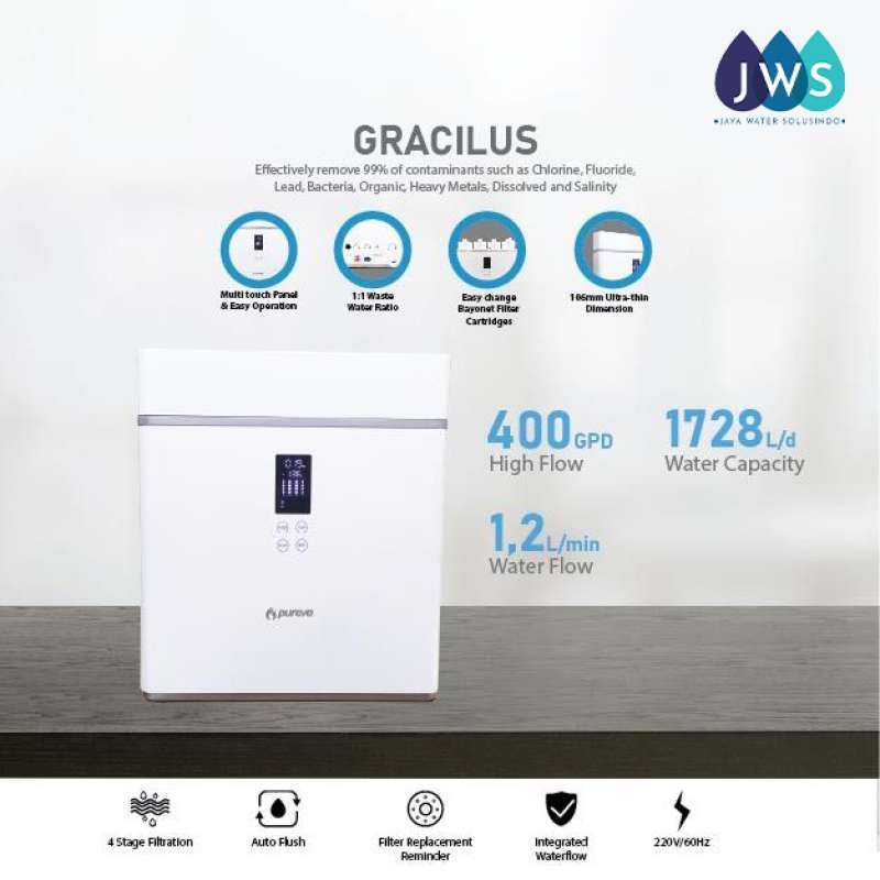Jual PUREVE WATER PURIFIER RO GRACILUS-POU - Filter Air Pureve di ...