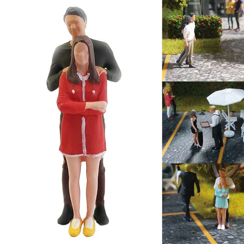 Promo 1:64 Scale Hand Painted Miniature Model Couple Figures Park ...