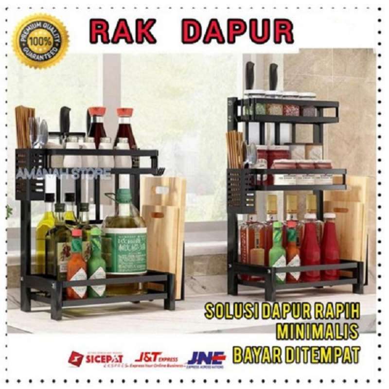 Jual RAK BUMBU BESI TINGKAT DAPUR Minimalis Portabel Gantung Susun ...